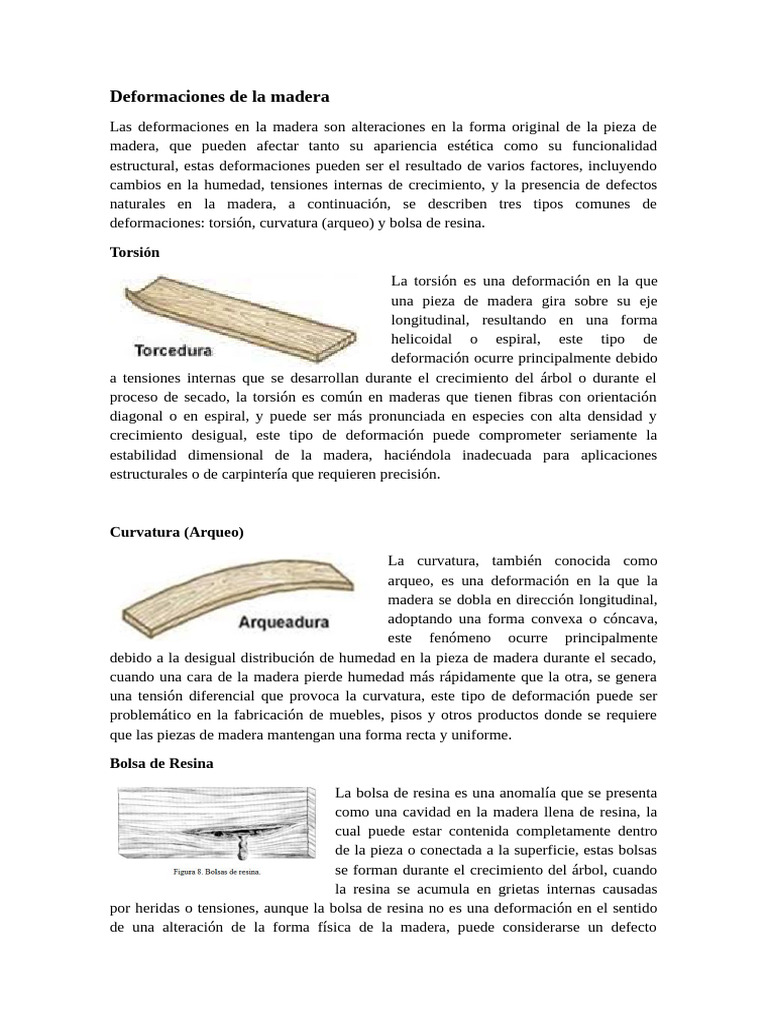 Tipos de deformaciones en la madera | PDF | Madera | Deformación ...