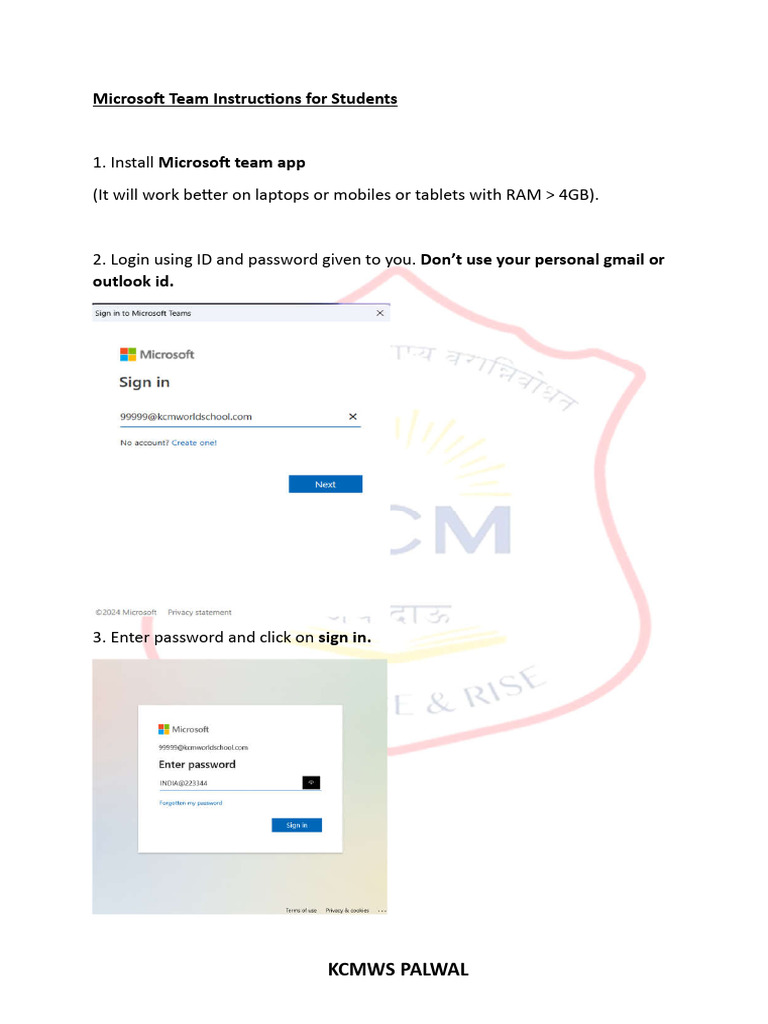 Microsoft Team Instructions For Students | PDF