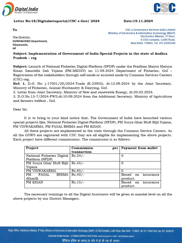 Request Letter From CSC to GSWS | PDF | Economy Of India | Government Of India