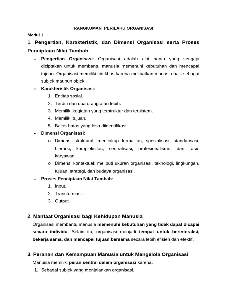 Rangkuman Perilaku Organisasi | PDF