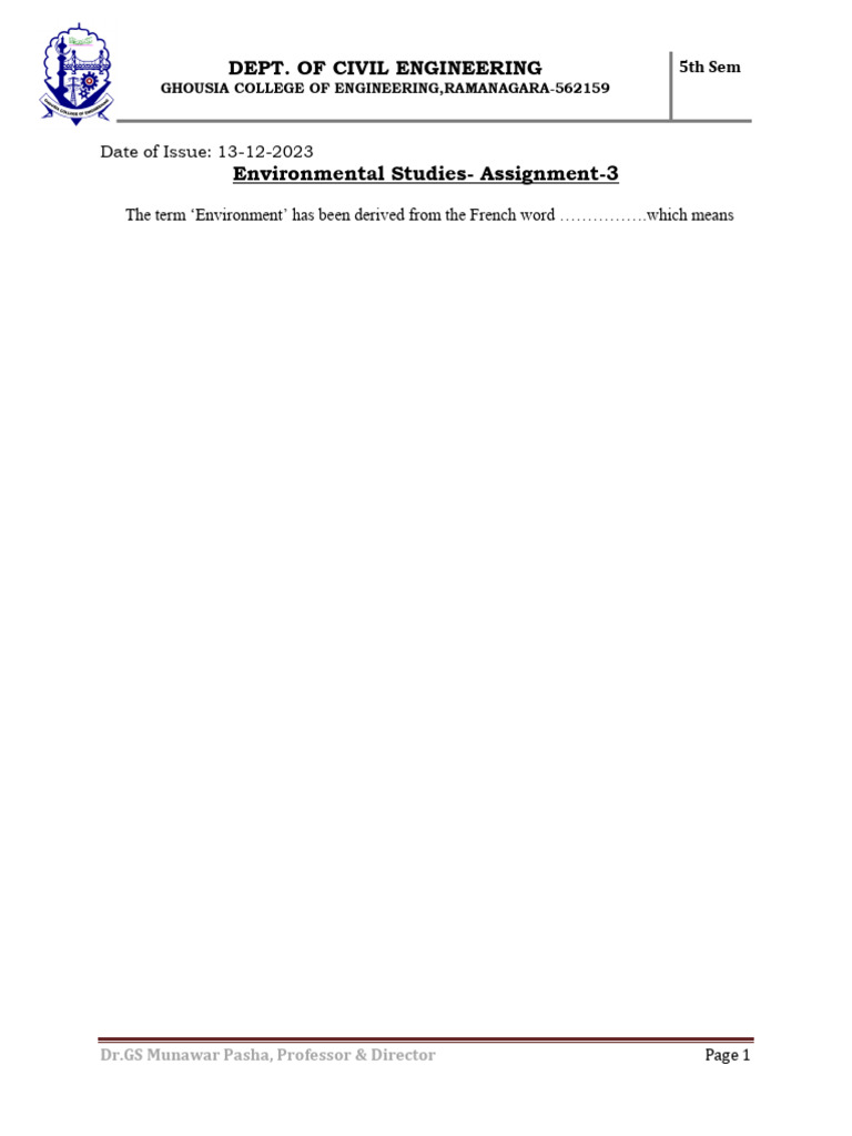 Assignment of Env Studies-3 | PDF | Natural Environment | N Ox