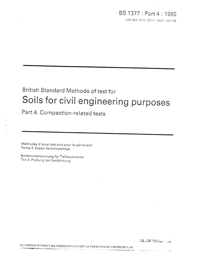 BS 1377-4 Soils For Civil Engineering Purposes Part4 | PDF