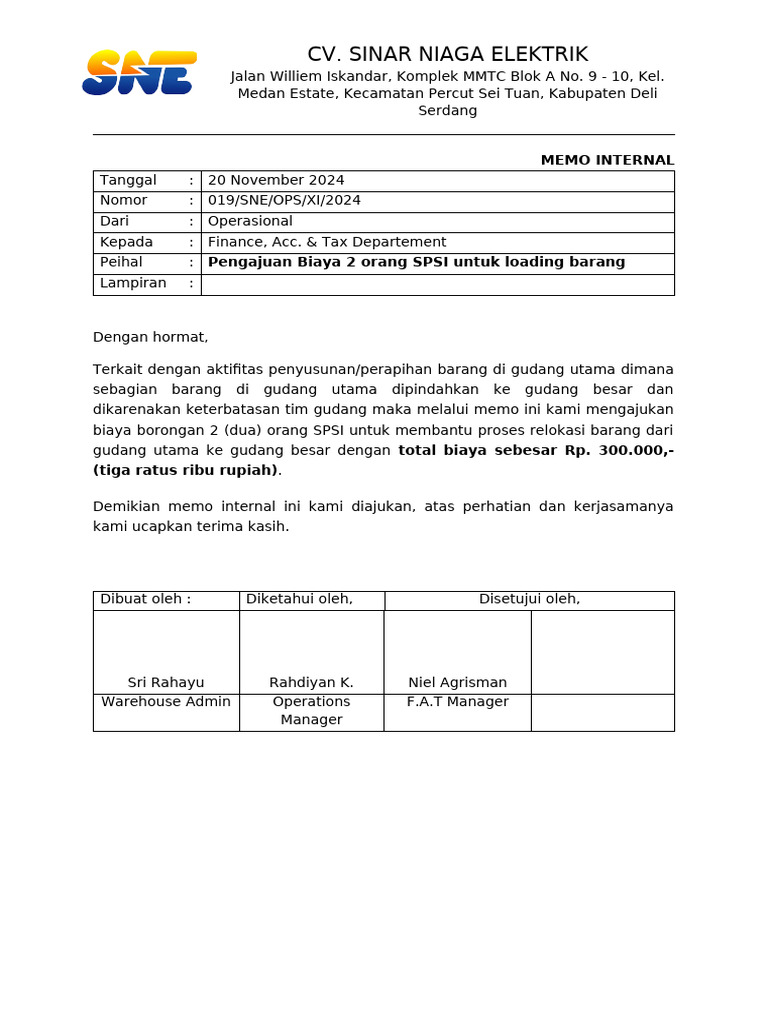 _MI Biaya 2 orang SPSI | PDF