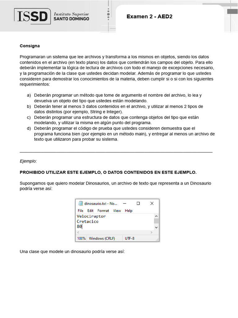 AED2 P2 Consigna Y Ejemplo | PDF