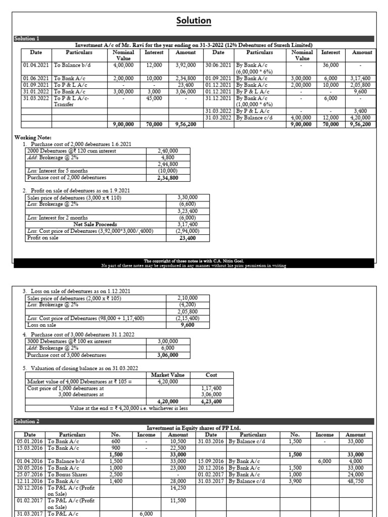 Solution Q1 & Q2 | PDF | Share (Finance) | Income Statement