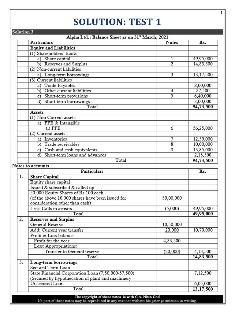 Solution Q3 to Q6 | PDF | Equity (Finance) | Balance Sheet