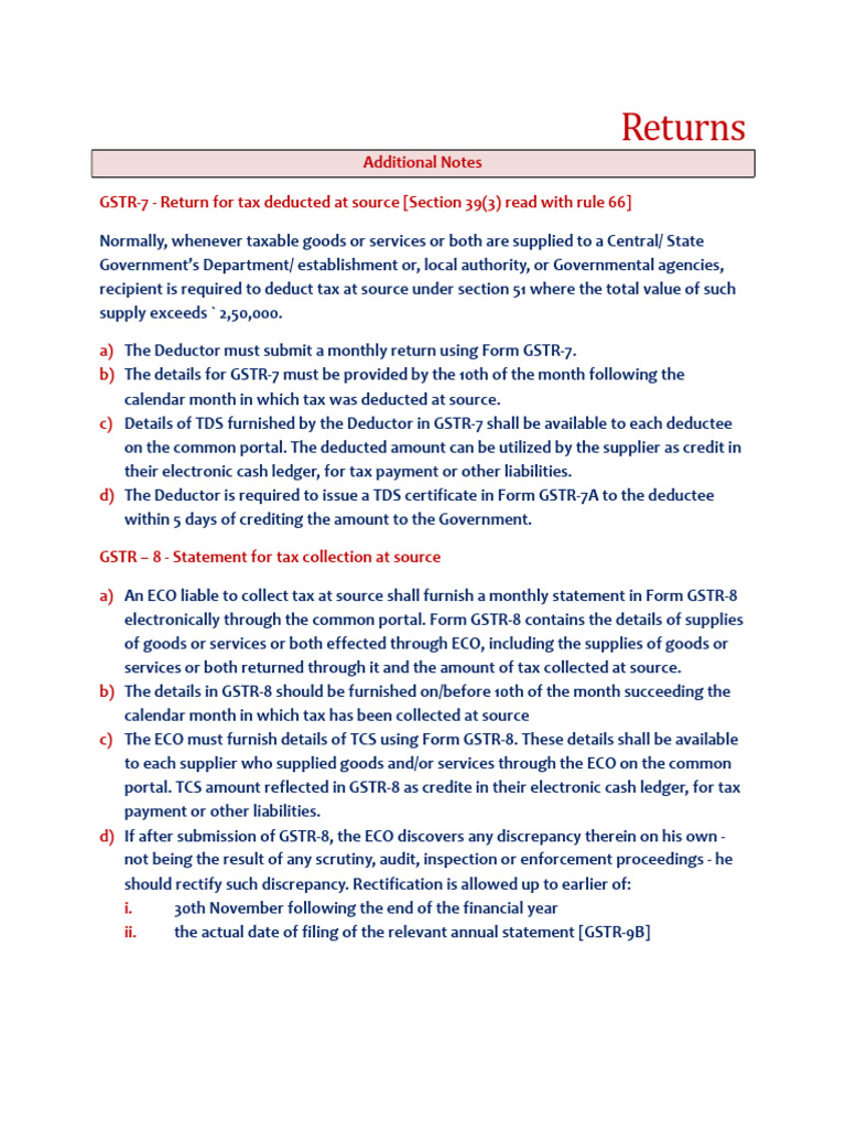 GST Returns Additional Notes | PDF | Justice | Crime & Violence