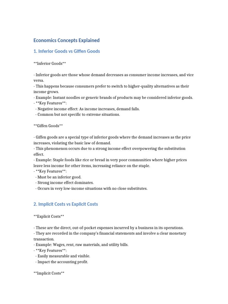 Economics Concepts Part1 | PDF | Consumption Of Fixed Capital | Financial Accounting