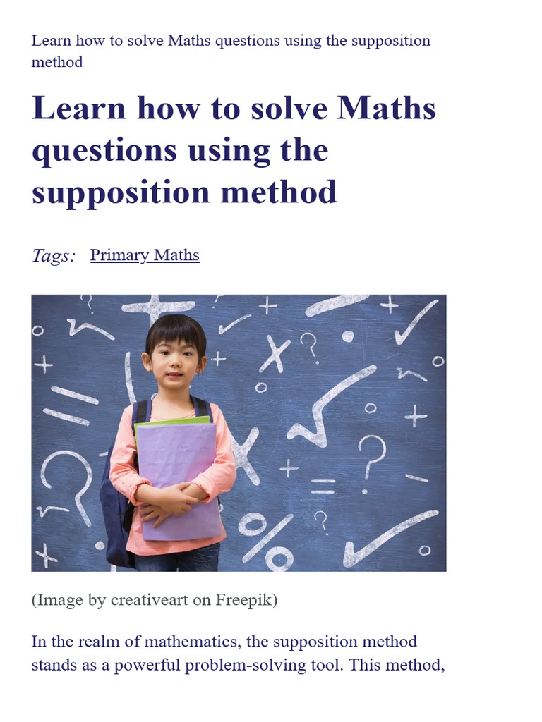 Learn how to solve Maths questions using the supposition method | PDF ...