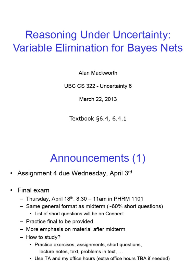 6-Uncertainty6 | PDF | Bayesian Network | Bayesian Inference