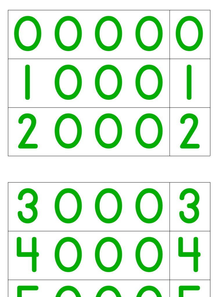 Large Number Cards | PDF