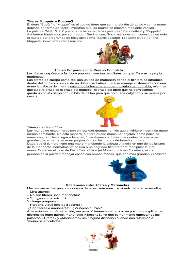 Títeres | PDF | Marionetas | Los Muppets