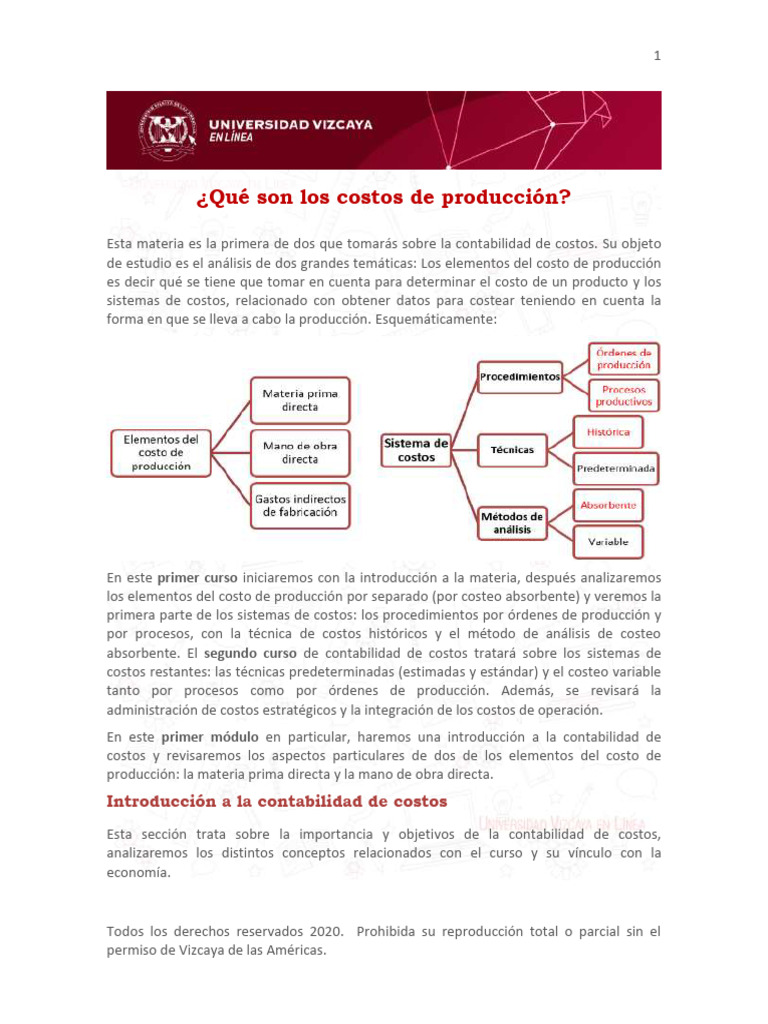 M1 - LCT001 - Costos I | PDF | Contabilidad de costos | Contabilidad