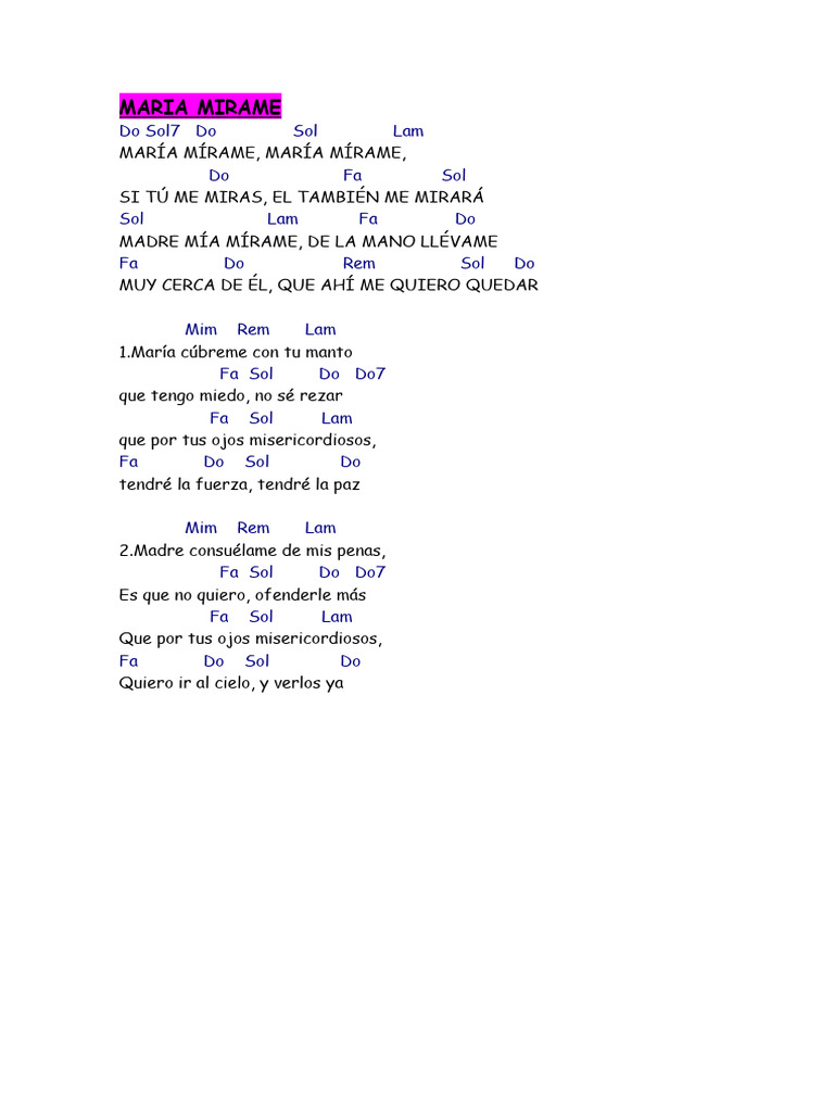Maria Mirame Acordes | PDF