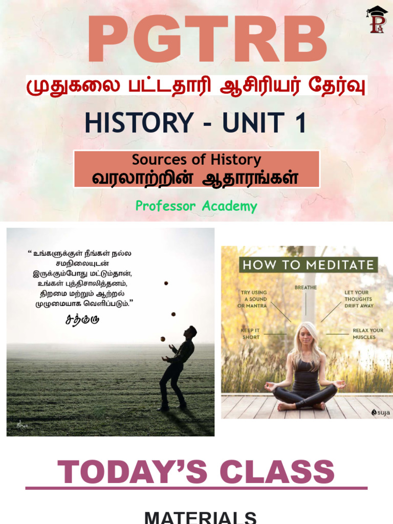 3609273-PGTRB History Unit 1 Class 1 - 06 12 24 | PDF