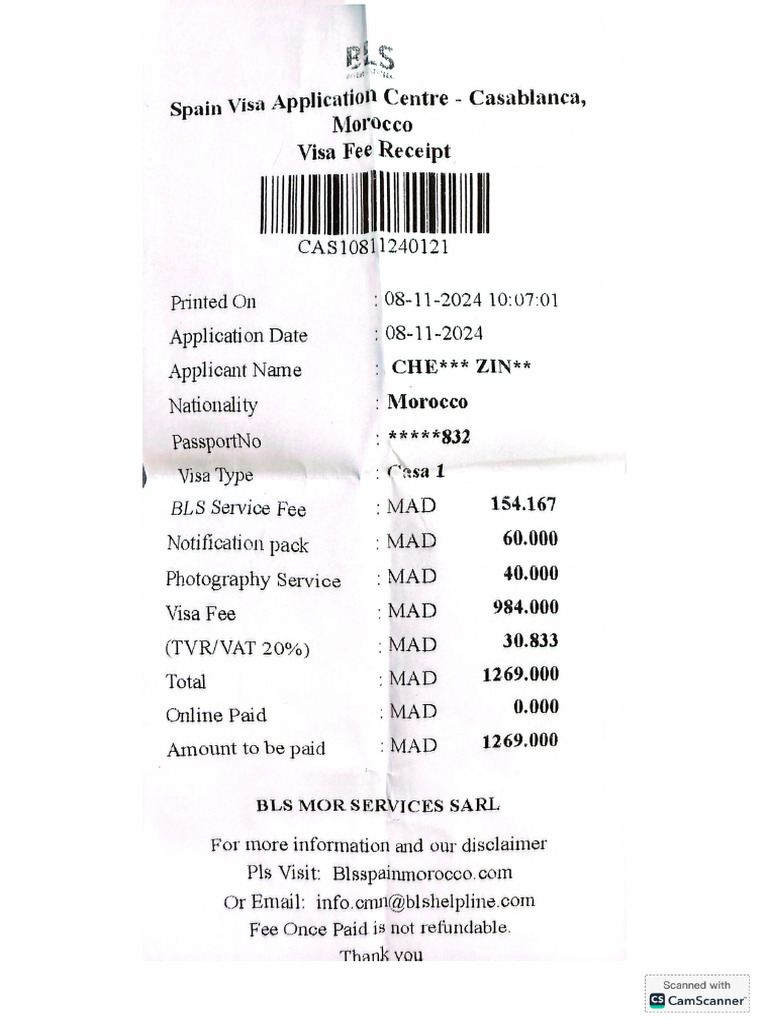 Visa Application Fees | PDF