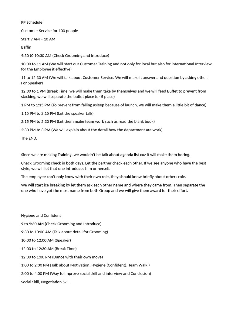 PP Schedule | PDF