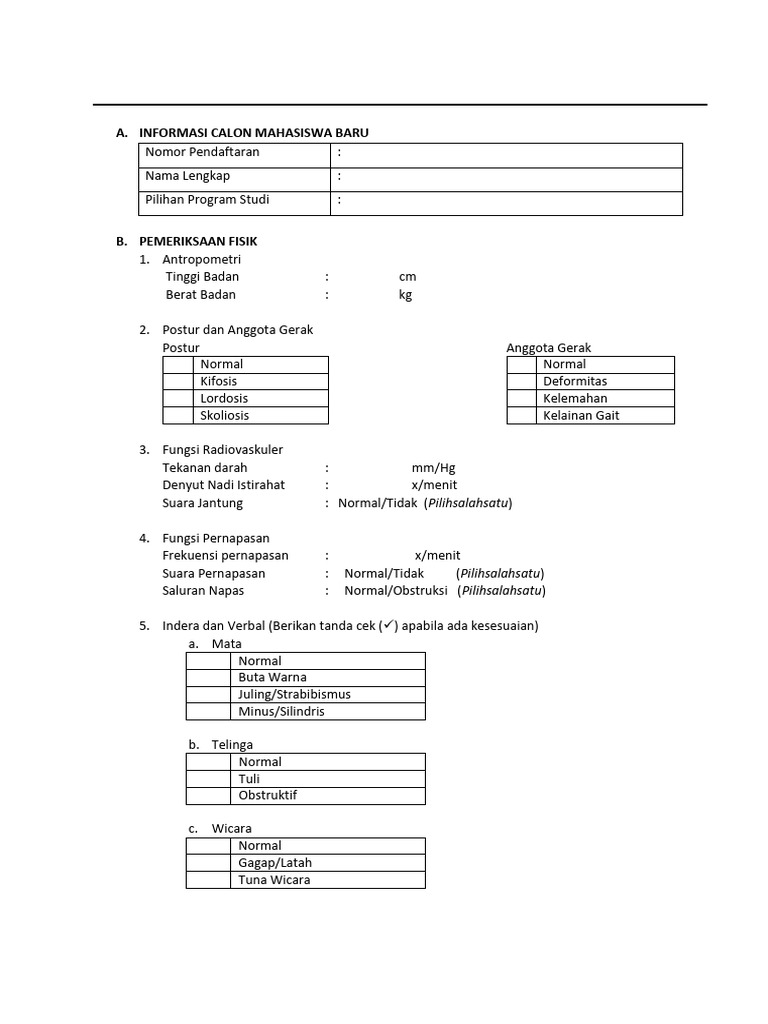FORMULIR_PEMERIKSAAN_KESEHATAN | PDF