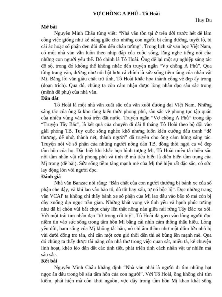 V CH NG A PH - Tô Hoài M Bài | PDF