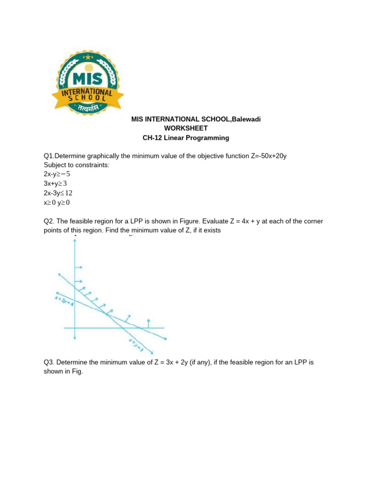1717829744666 Worksheet on Linear Programming | PDF