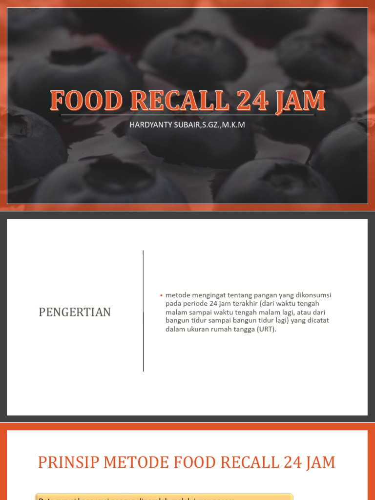 04 Food Recall 24 Jam | PDF