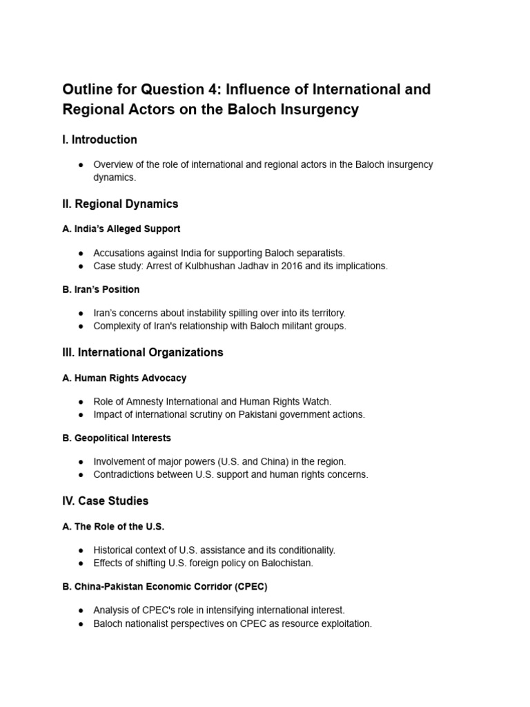 International and Regional Actors On The Baloch Insurgency | PDF ...