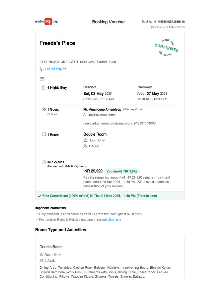 Booking Confirmation Voucher | PDF