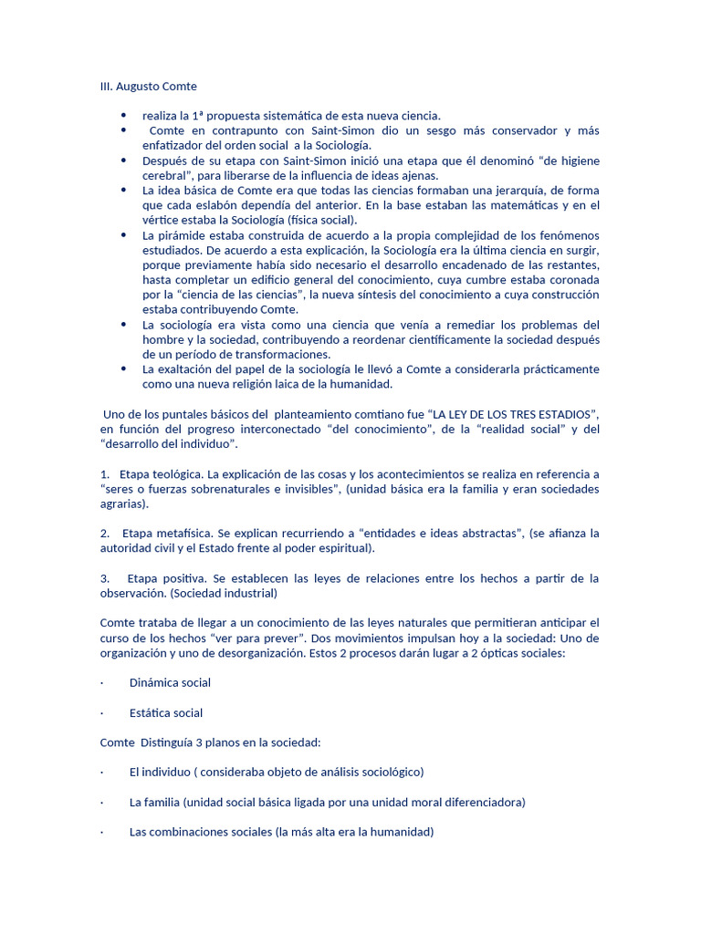 Fundadores de la Sociología: Comte, Durkheim y Weber | PDF | Max Weber ...