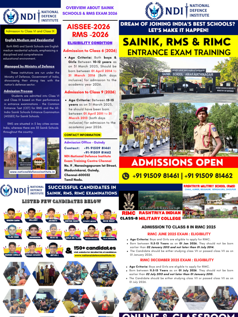 SAINIK-2025 FLYER | PDF | Educational Stages | Qualifications