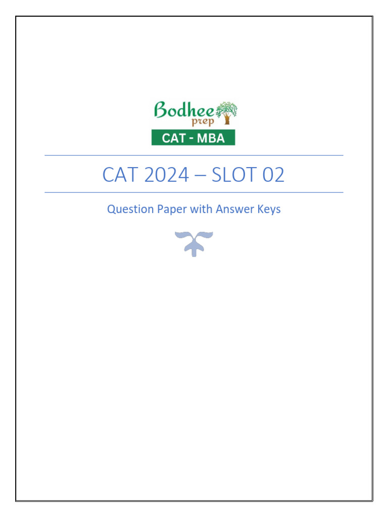 CAT 2024 Slot 02 Final With Answer Keys | PDF | Black Pepper | Spice