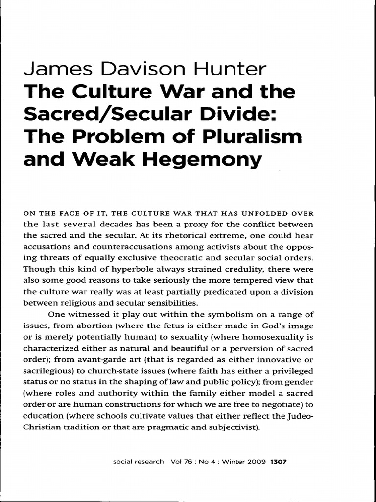 Culture War: Sacred vs. Secular Dynamics | PDF | Religious Pluralism ...