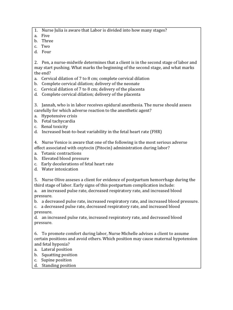 NCLEX Questions 5 | Fetus | Childbirth