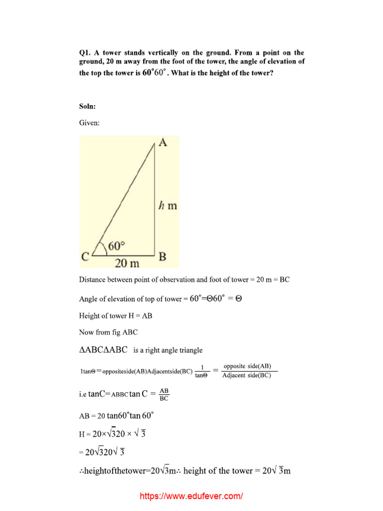 Chapter 10 Some Applications of Trigonometry | PDF