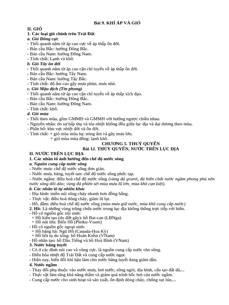 NDUNG ÔN THI HKI K10 | PDF