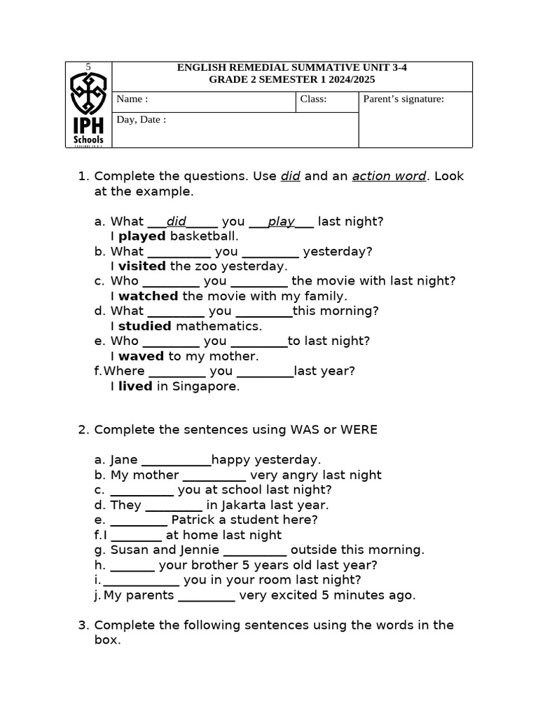 Grade 2 remedial | PDF