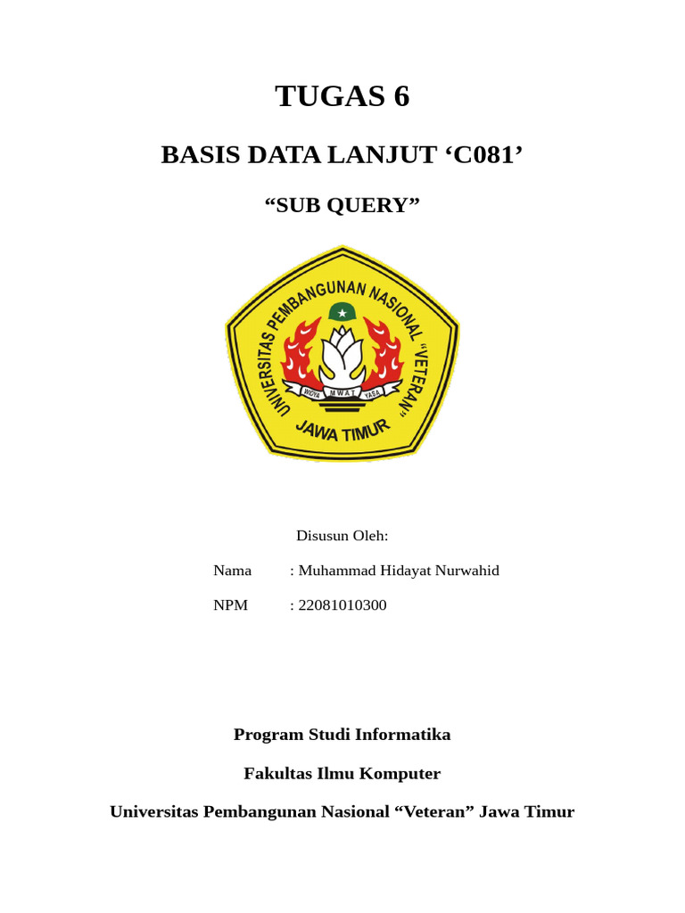 Sub Query SQL: Contoh dan Penjelasan | PDF