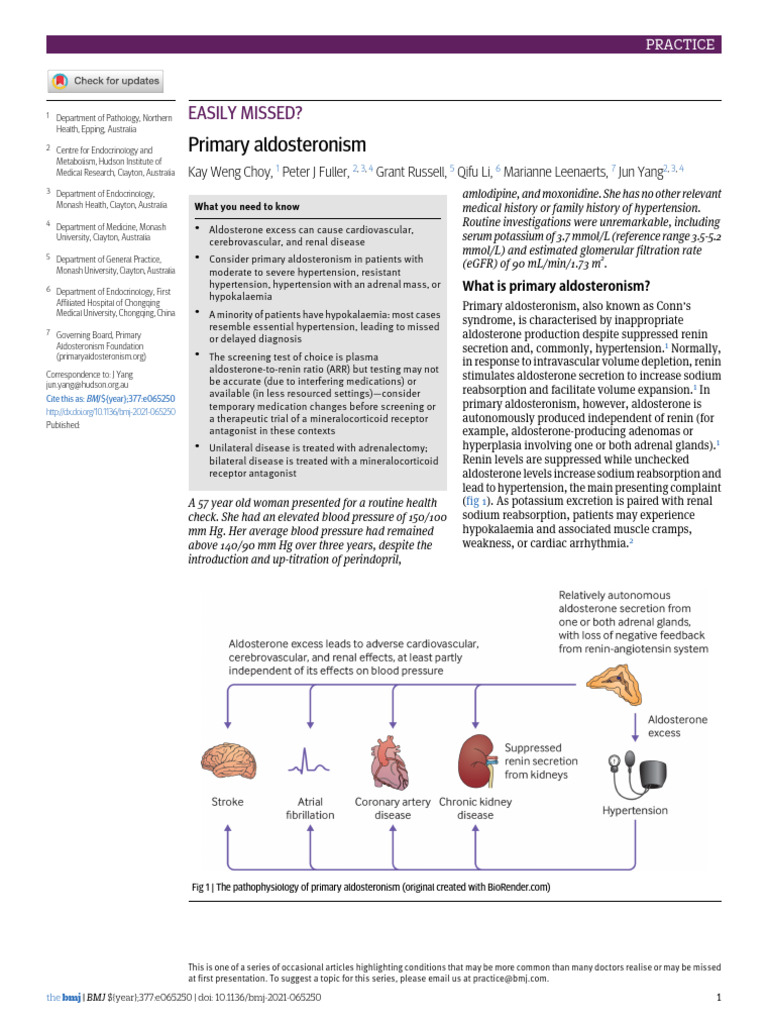 BMJ - Primary aldosteronism | PDF | Medical Specialties | Endocrine System