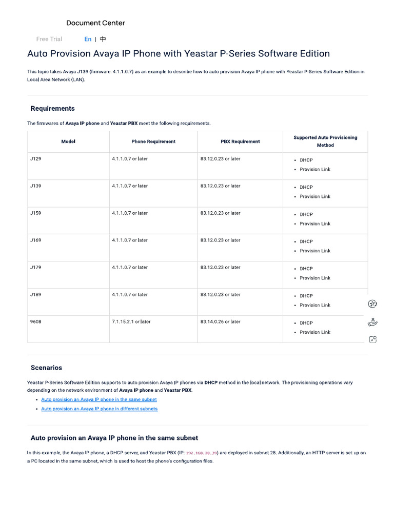 Auto Provision Avaya IP Phone With Yeastar P-Series Software Edition | PDF