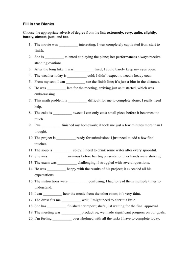 Adverbs of Degree | PDF