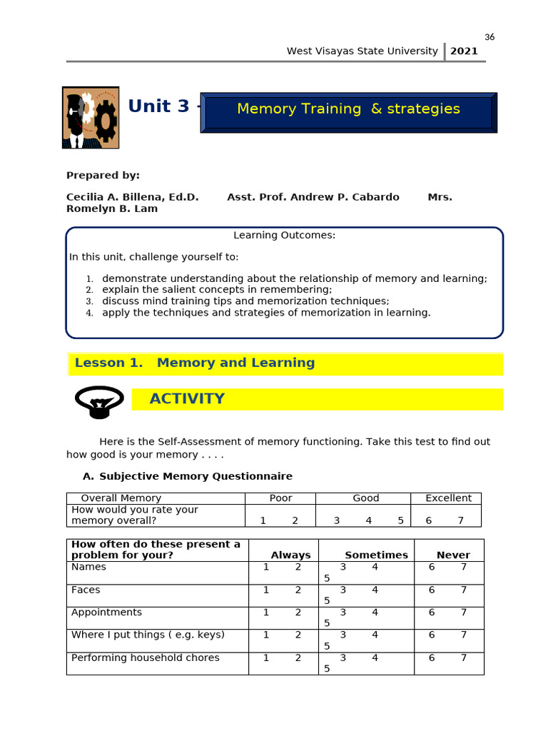Memory Assessment and Improvement Strategies | PDF | Climate Change ...