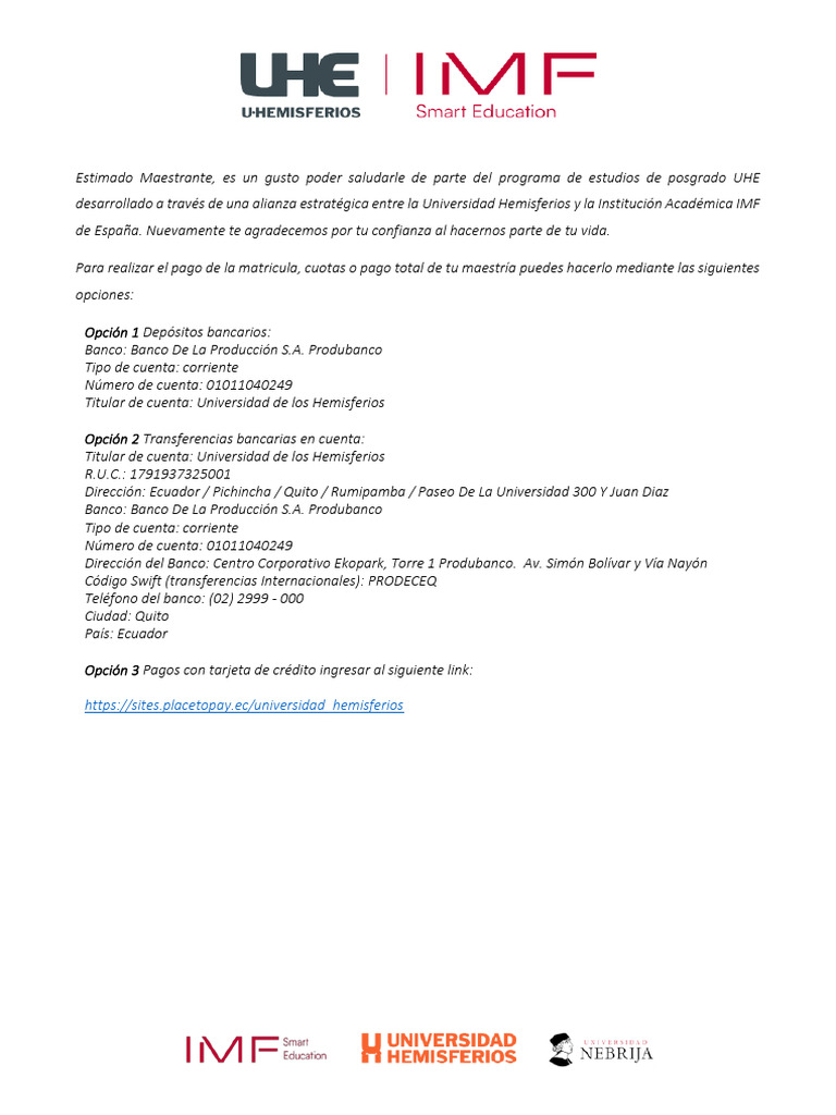 Instructivo Pagos Programa Uhe-Imf 2021 3 | PDF | Transferencia bancaria | Bancos