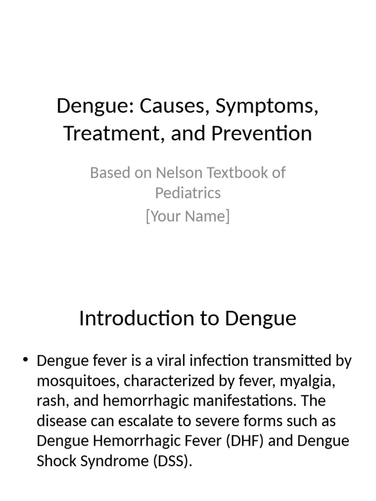 Dengue Presentation | PDF | Immunology | Medical Specialties