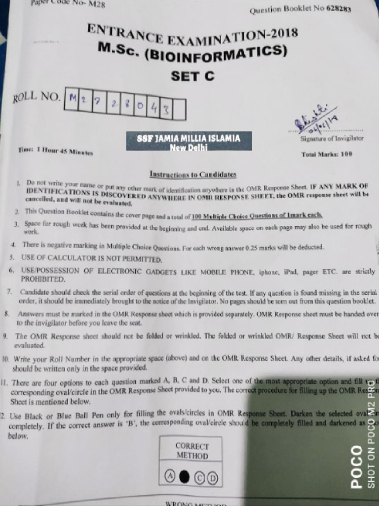 MSC Bioinformatics 2018 - SSF JMI | PDF