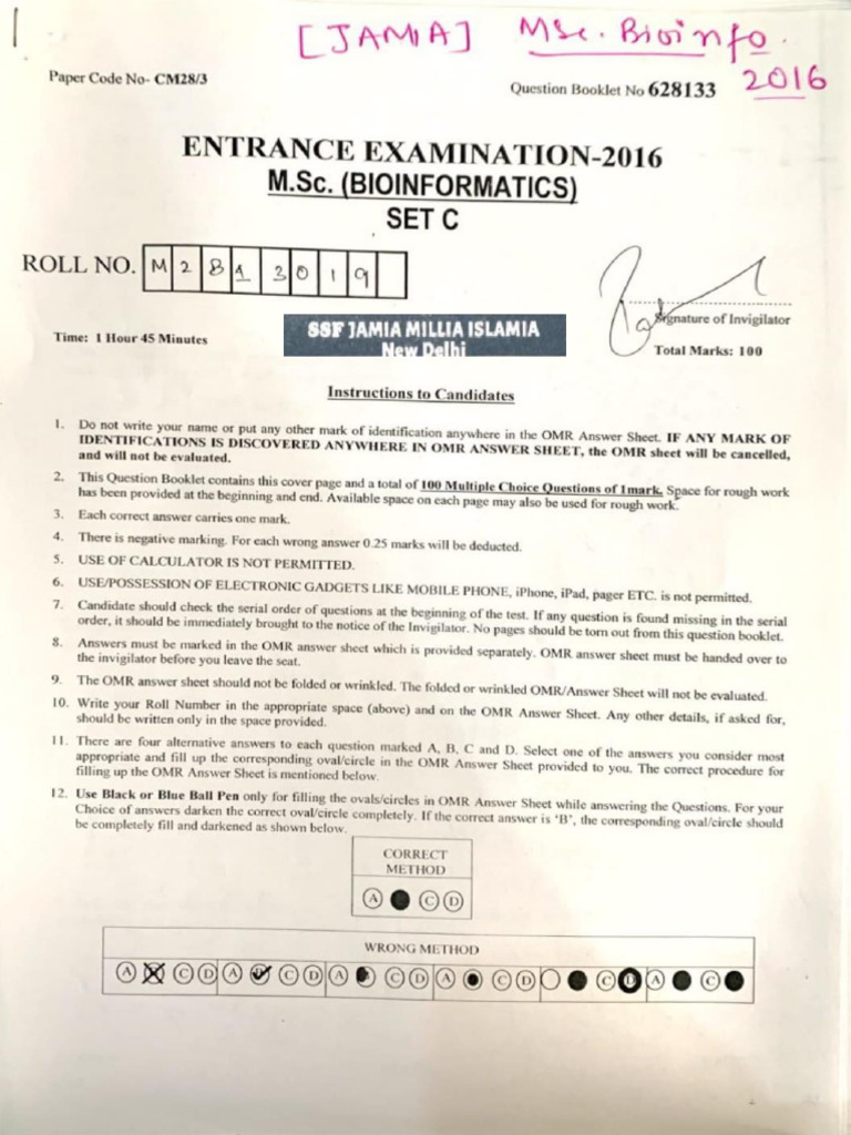 MSC Bioinformatics 2016 - SSF JMI | PDF