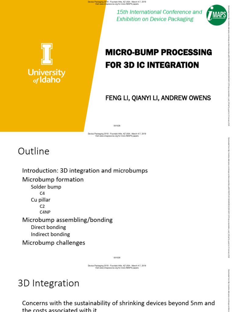 Microbump Processing For 3d Ic Integration | PDF | Integrated Circuit ...