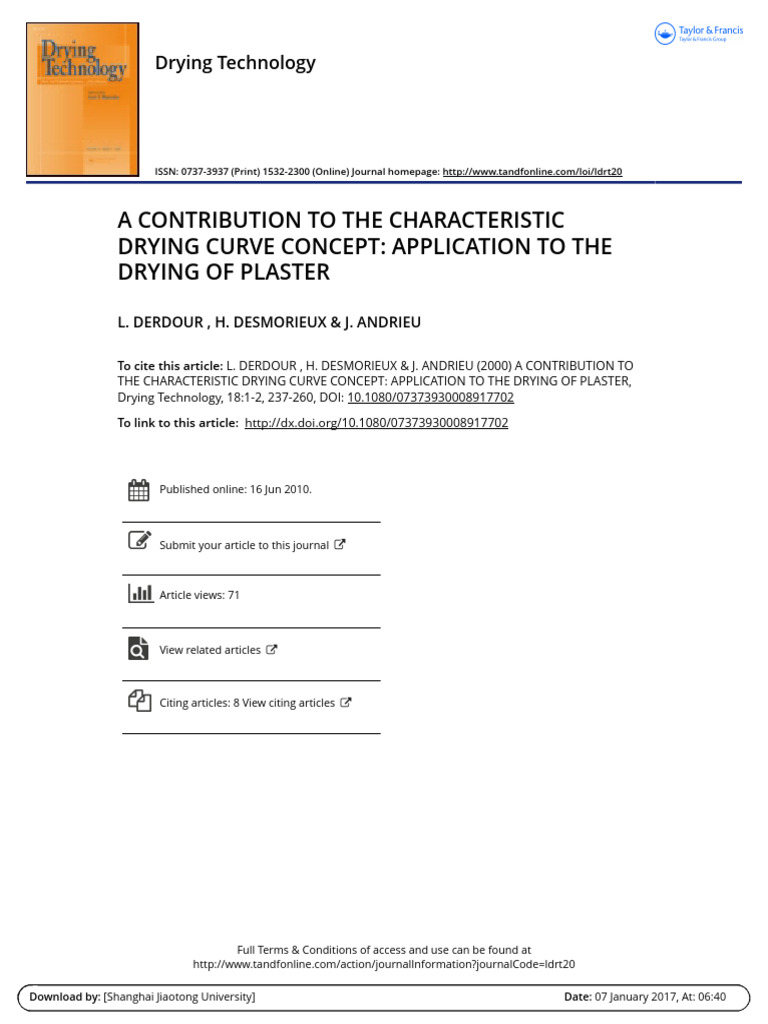 A Contribution To The Characteristic Drying Curve Conceptapplication To ...
