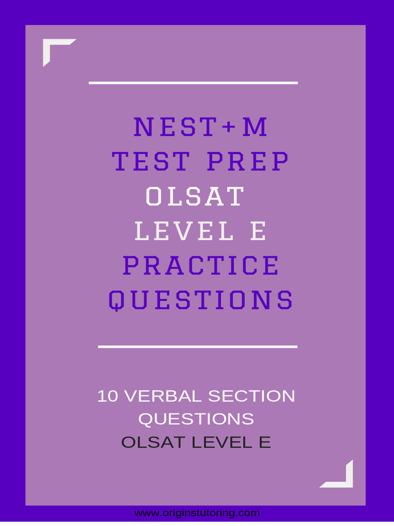 10 Verbal Section Questions Olsat Level e - Compress | PDF | Creativity | Behavior Modification