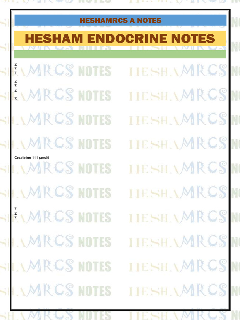 Endocrine Notes Updated | PDF | Pancreas | Adrenal Gland