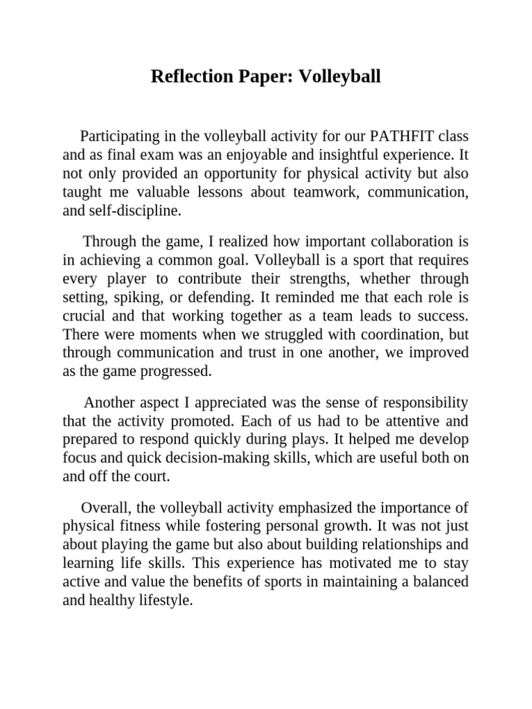 PATHFIT-Reflection Paper | PDF