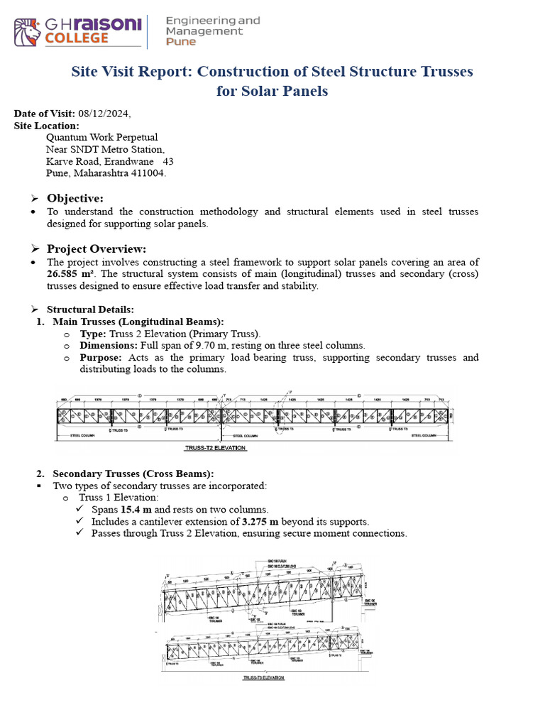 Site Visit Report 081224 | PDF | Truss | Civil Engineering